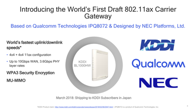 Wi-Fiで3.6Gbpsに対応、Qualcommの11ax対応SoC「IPQ8072」、auひかりに採用 - INTERNET Watch
