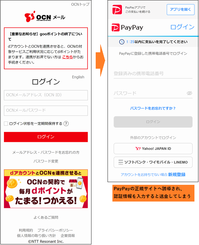 件名「【重要】OCNサービス料金請求のお知らせ」の不審なメール、OCNをかたるフィッシングに注意 - INTERNET Watch