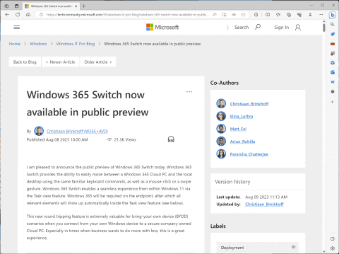 Windows 11上でクラウドPCへの切り替えが一瞬！ 「Windows 365 Switch」プレビューを体験する【イニシャルB】 - INTERNET Watch