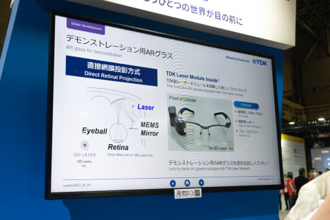 視力によらず映像のピントが合う「直接網膜投影方式」のAR/VRグラスを展示するTDK【CEATEC 2023】 - INTERNET Watch
