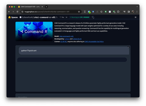 【西川和久の不定期コラム】日本語にも対応したLLM「Cohere Command R(+)」の実力は？ - PC Watch