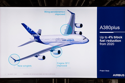 【イベントレポート】【パリ航空ショー2017】エアバス、総2階建て「A380」型機の効率向上型「A380plus」のコンセプト説明 A350型 ...