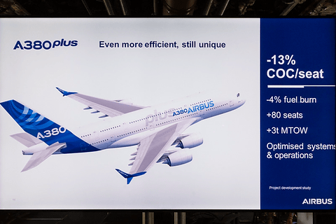 【イベントレポート】【パリ航空ショー2017】エアバス、総2階建て「A380」型機の効率向上型「A380plus」のコンセプト説明 A350型 ...