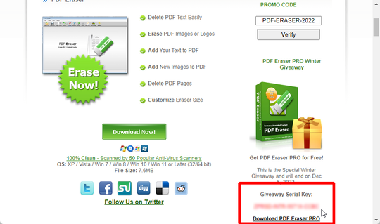 29.95米ドルのPDF編集ツール「PDF Eraser Pro」が無料になるクーポンが配布中 - 本日みつけたお買い得情報 - 窓の杜