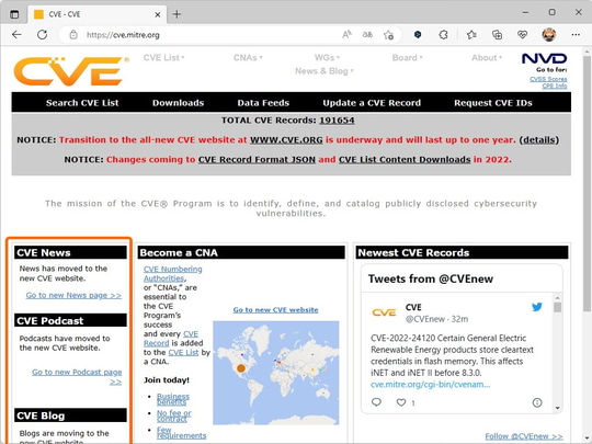 脆弱性に附番されるCVE番号を管理する「cve.mitre.org」がリニューアルへ - やじうまの杜 - 窓の杜