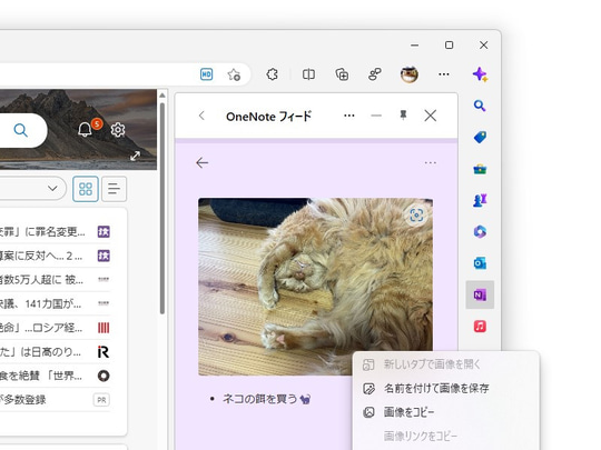 デスクトップ付箋とも同期 ～「OneNote」フィードが「Microsoft Edge」サイドバーに - やじうまの杜 - 窓の杜