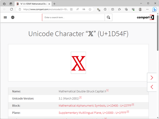 「Twitter」改め「X」のロゴはUnicodeの「U+1D54F」らしい - やじうまの杜 - 窓の杜