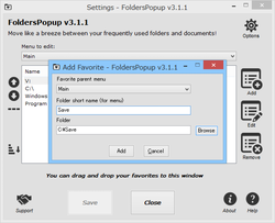 コモンダイアログでのフォルダ移動を支援するツール「Folders Popup」がv3に - 窓の杜